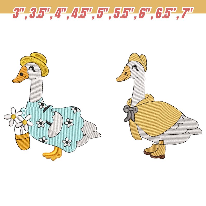 Cute Silly Goose Machine Embroidery Design, 9 Sizes (instant Download ...