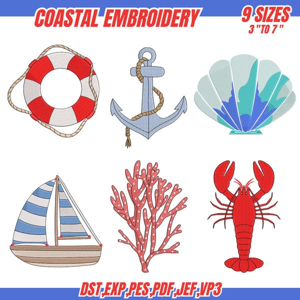 Coastal Embroidery - Etsy