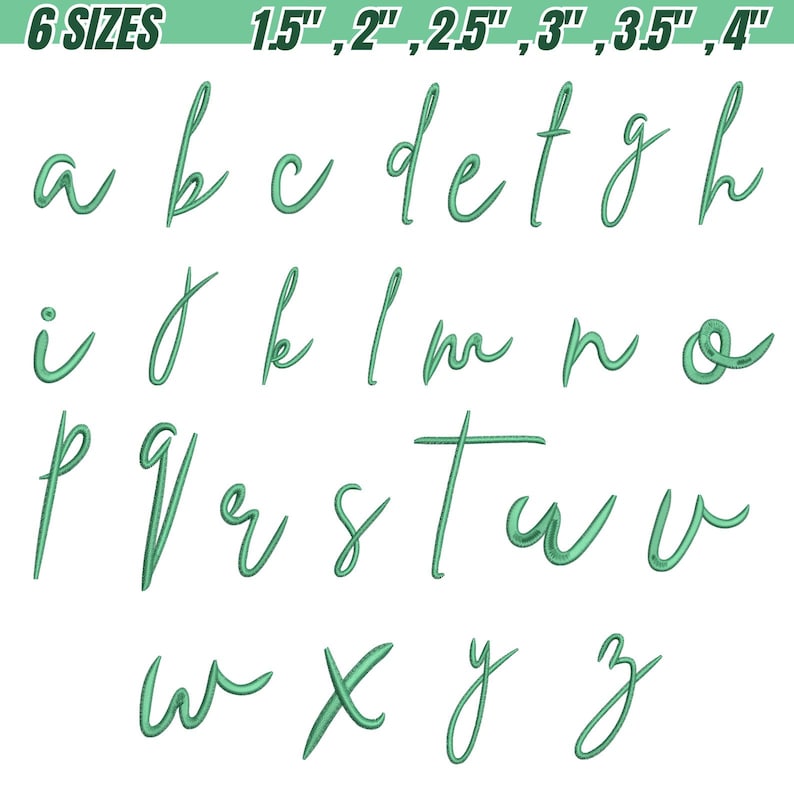 Boho Cursive Embroidery Font: BX Handwritten Script (6 Sizes) - Digital ...