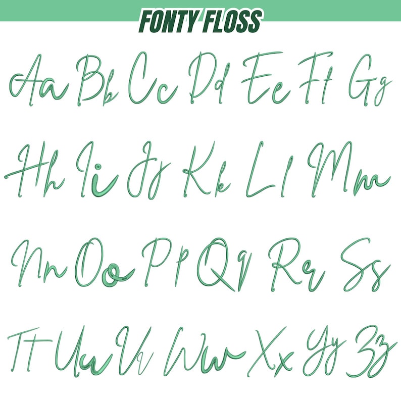 BX Embroidery Font Bundle, 4 Script Styles, 6 Sizes (instant Download ...