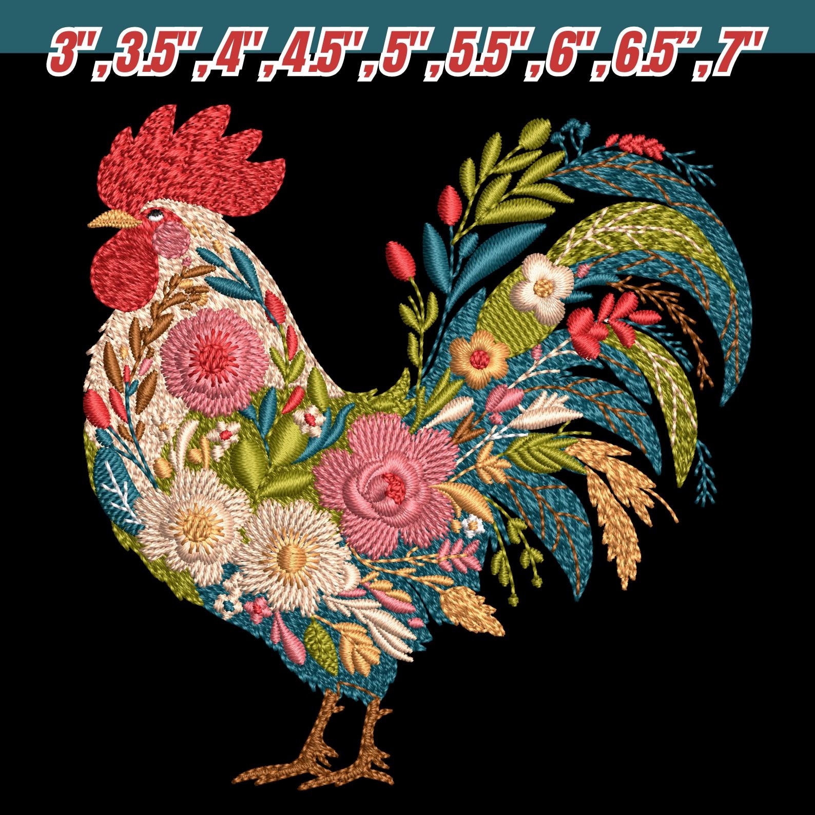 Floral Chicken Embroidery Design – Farmhouse Hen Pattern (digital ...