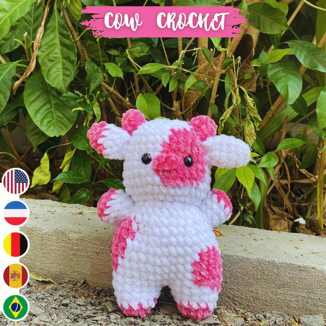 Moo the Strawberry Cow Crochet Pattern, Cow Plush Pattern, Bull ...