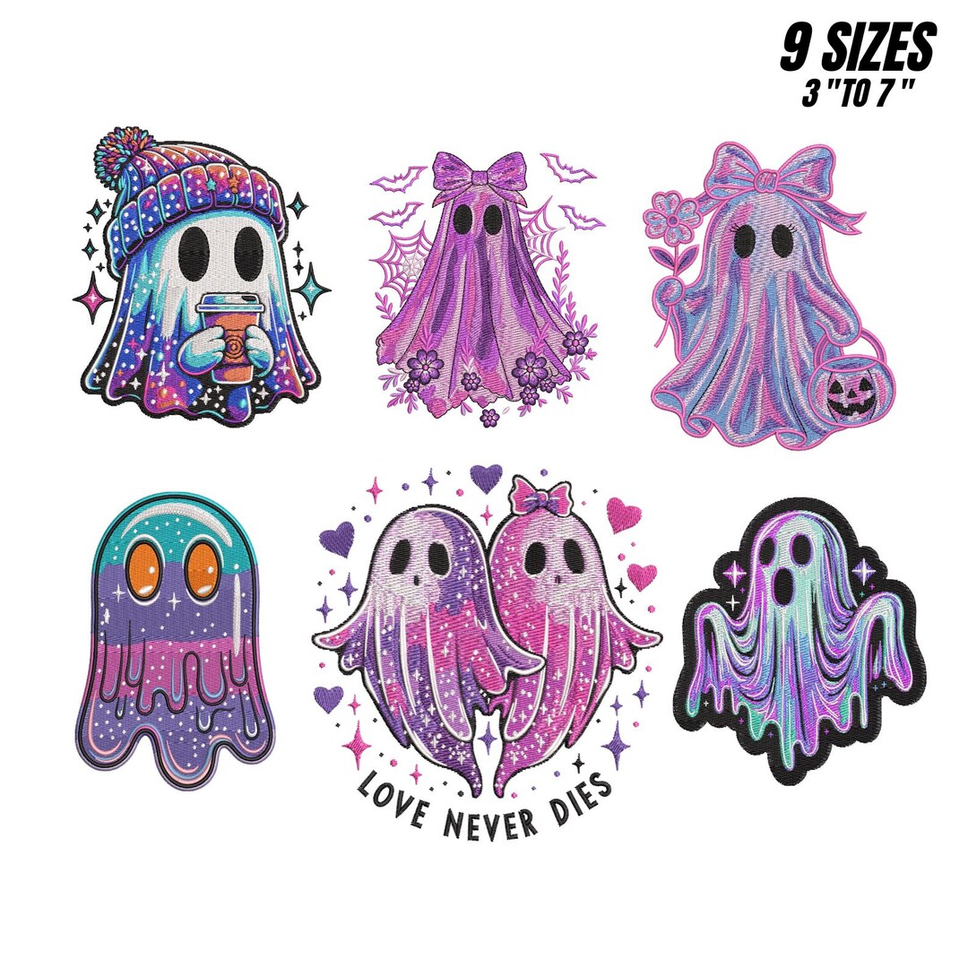 Boo Ghost Embroidery Designs: Halloween Spooky Pattern (digital File, 9 ...