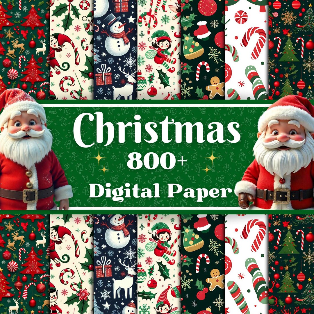 Christmas Digital Paper, Christmas Holiday Scrapbook Papers, Christmas ...