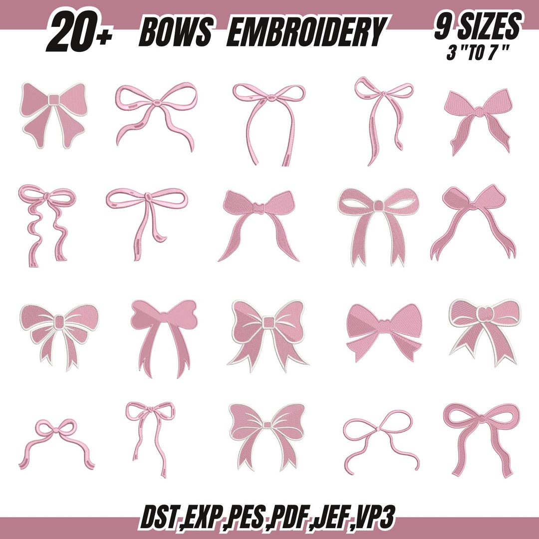 Bow Embroidery Designs, Mini Ribbon Bows (digital Download) - Etsy