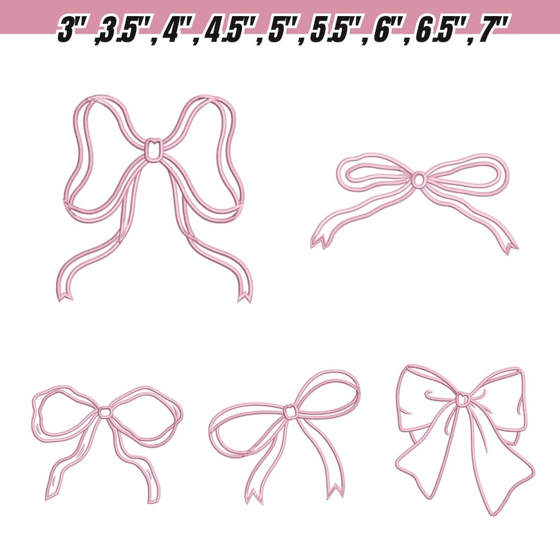 Bow Applique Embroidery Designs, Ribbon Bows, Girly Coquette (9 Sizes ...