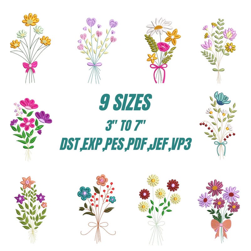 Flower Bouquet Pes - Etsy