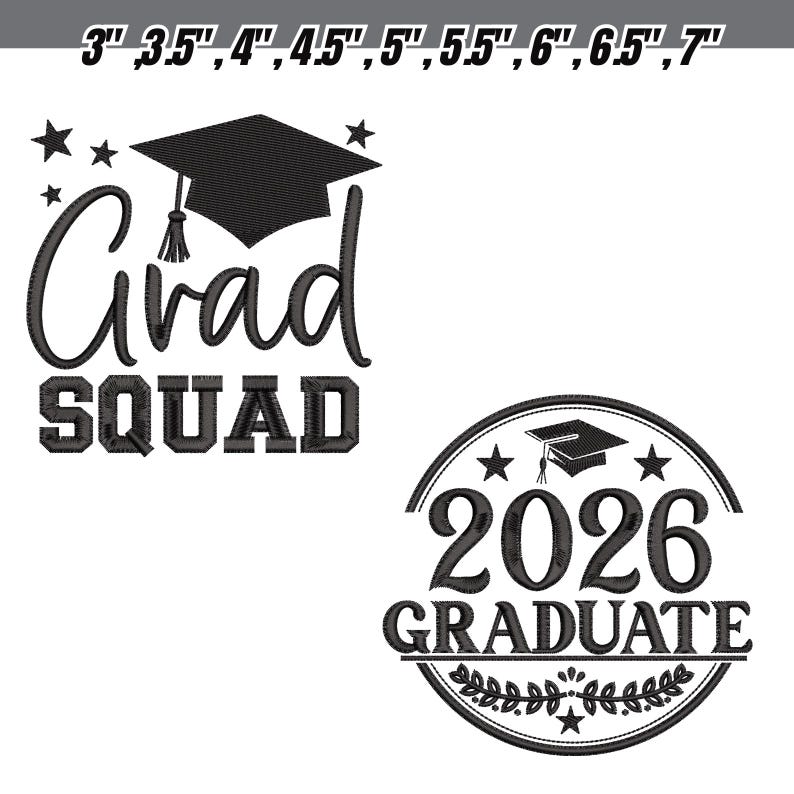 2026 Graduation Cap Embroidery Designs, Satin Stitch (instant Download ...