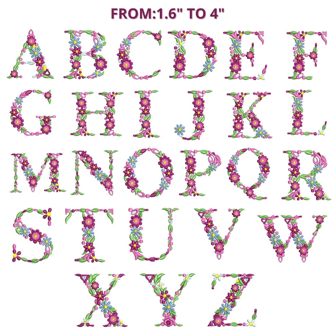 Floral Alphabet Embroidery Designs A-Z (digital Download) - Etsy