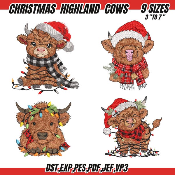 Machine Embroidery Christmas Cow - Etsy