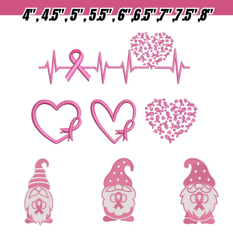 Breast Cancer Awareness Embroidery Designs, Pink Ribbon (instant ...