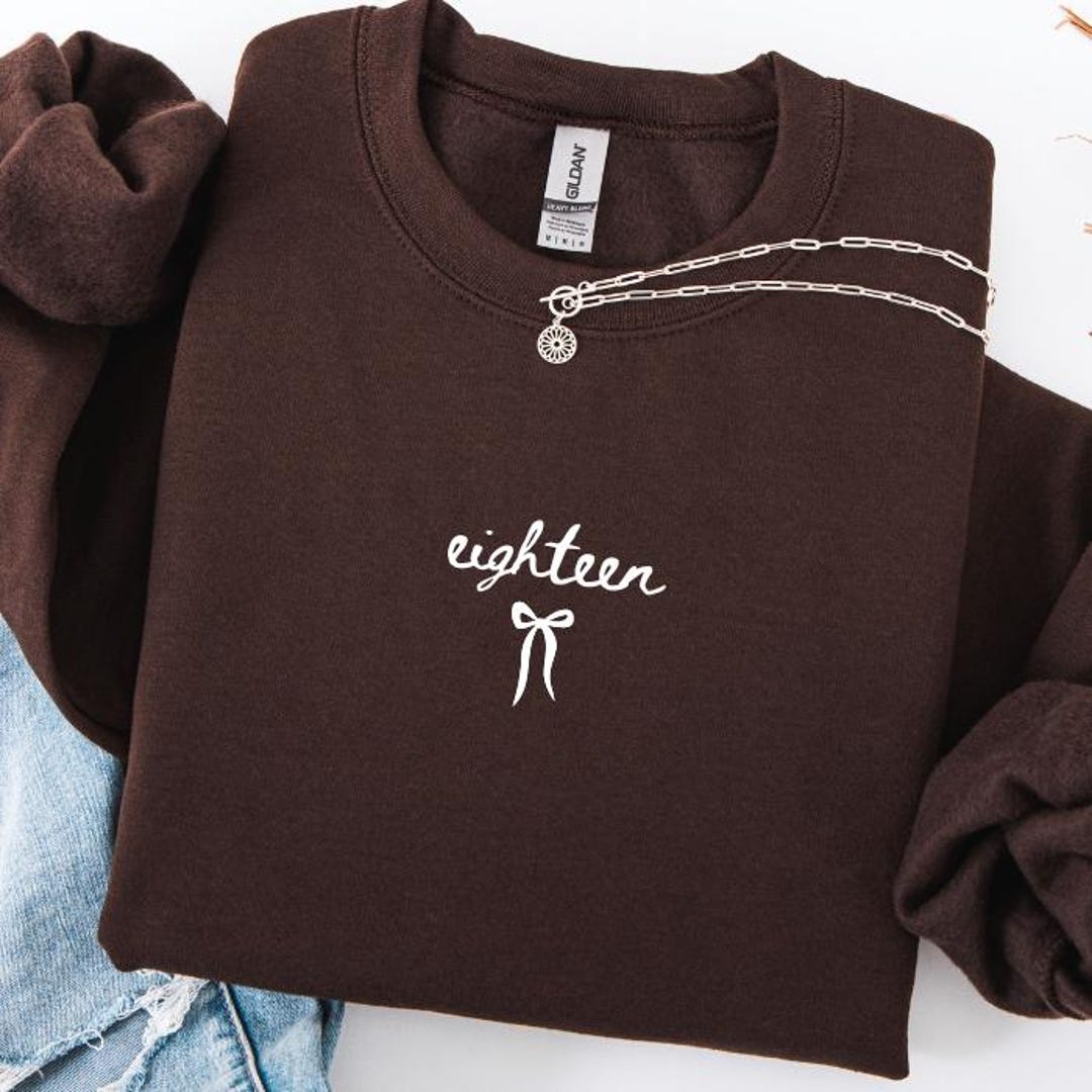 18th Birthday Sweatshirt Coquette Bow Girl Turning Eighteen Sweater 18 ...