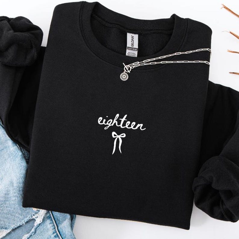 18th Birthday Sweatshirt Coquette Bow Girl Turning Eighteen Sweater 18 ...