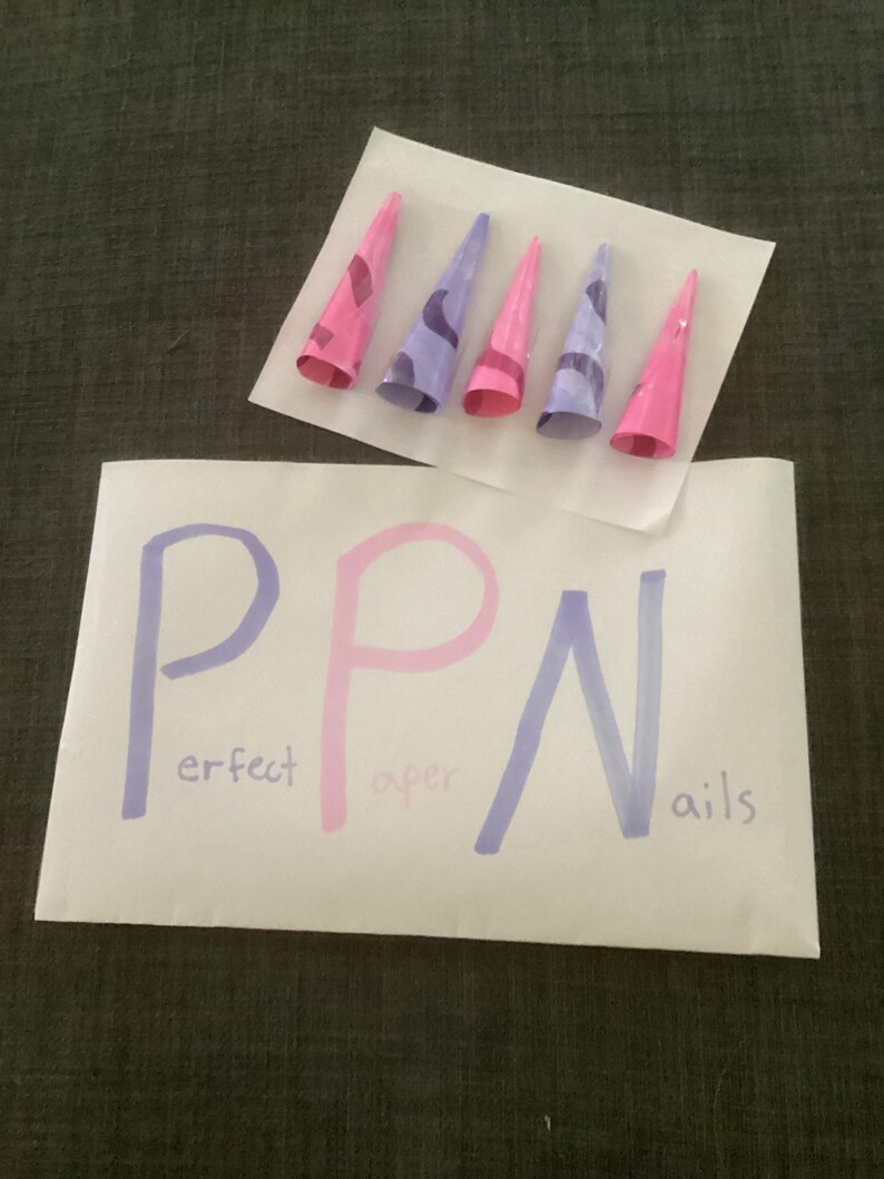 Purple and Pink Paper Nails - Etsy