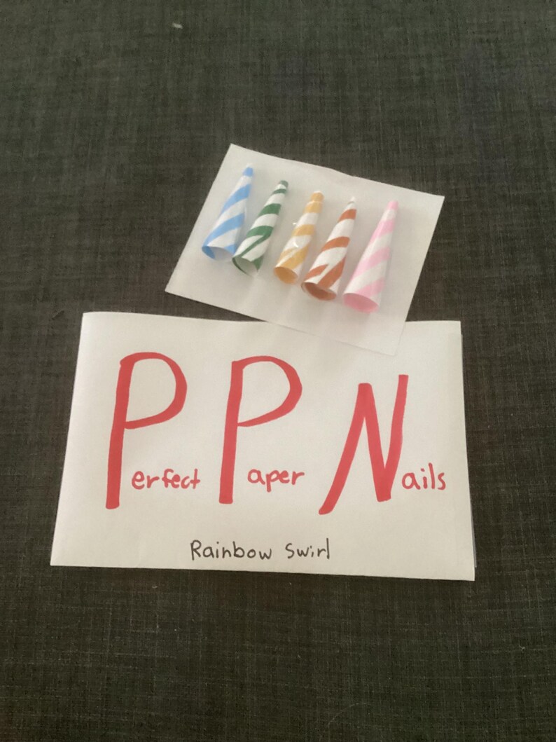 Rainbow Swirl Paper Nails - Etsy