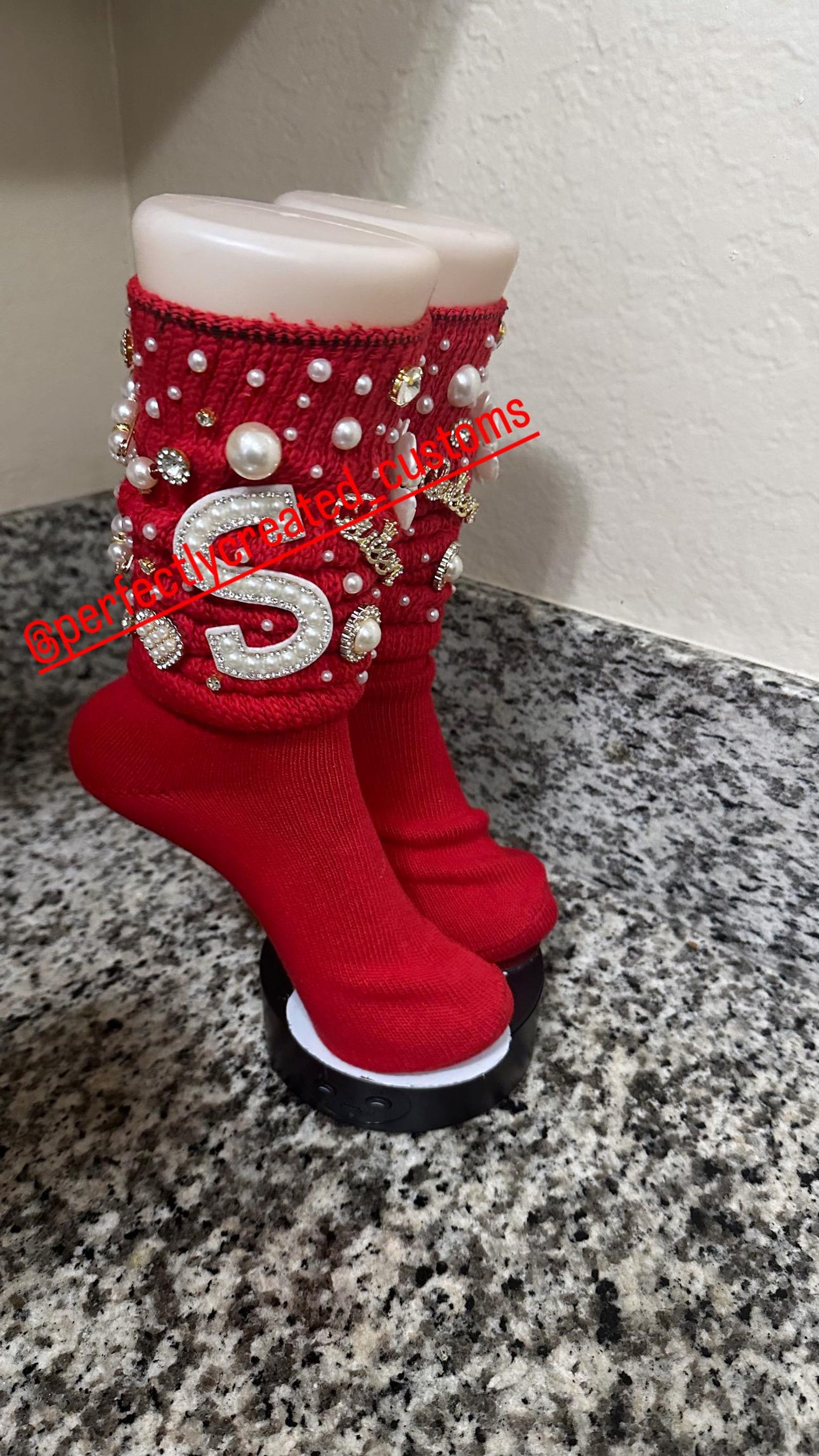 Red Diamond and Pearls Charm Socks - Etsy