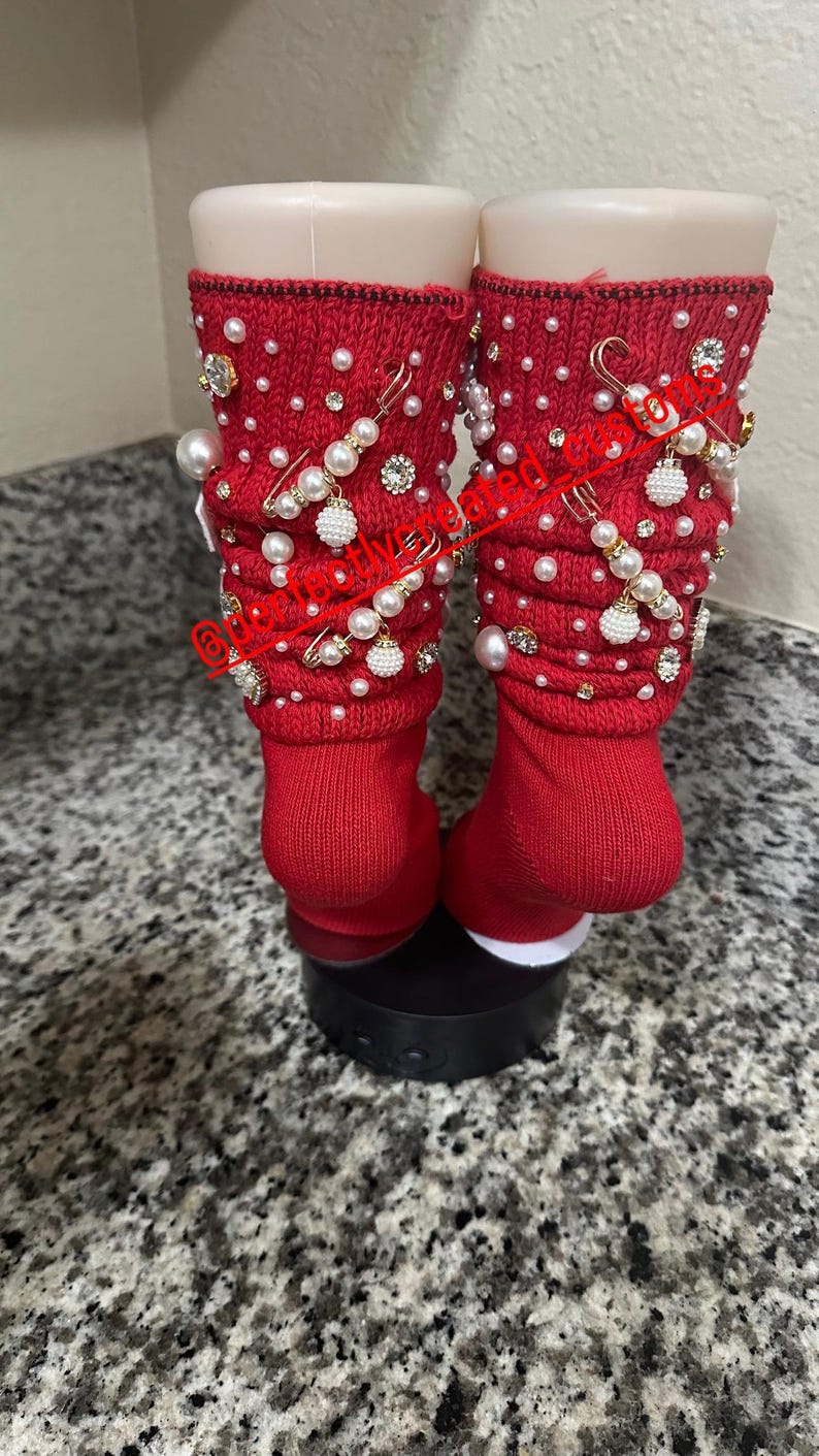 Red Diamond and Pearls Charm Socks - Etsy