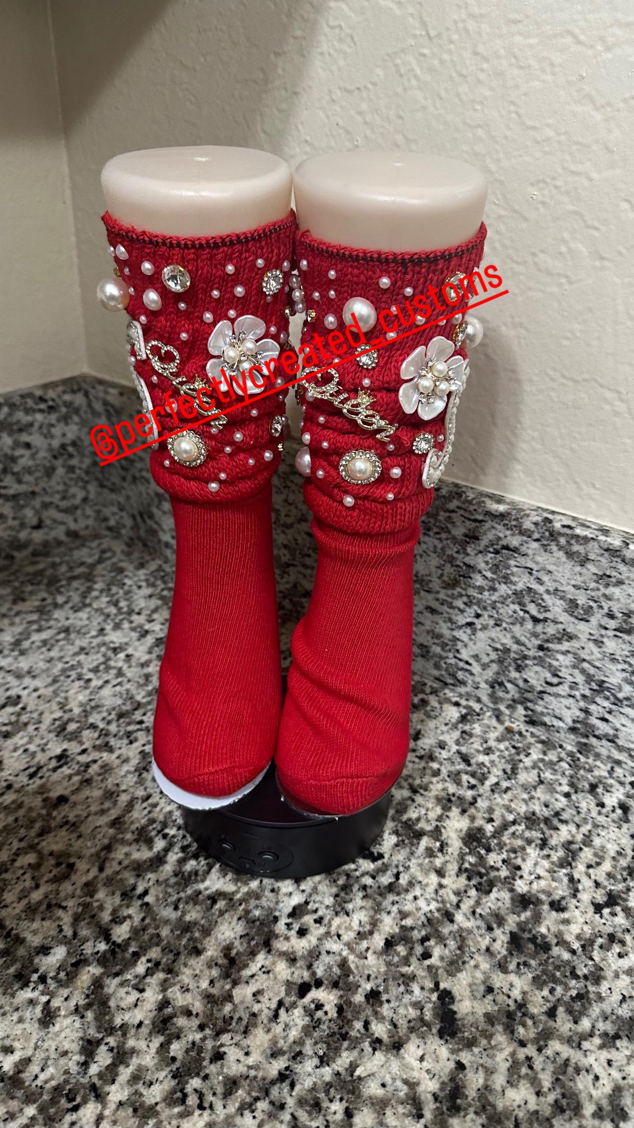 Red Diamond and Pearls Charm Socks - Etsy
