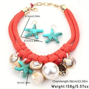 Summer 2025 Handmade Bohemian Chic Red Fiber Rope Necklace and Earrings ...