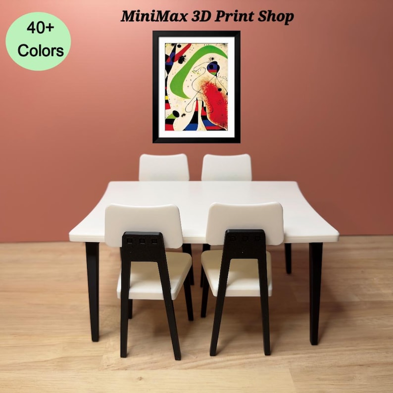 Dinette Set With Table & 4 Chairs– 1/6 Scale, 3D Printed, Personalized ...