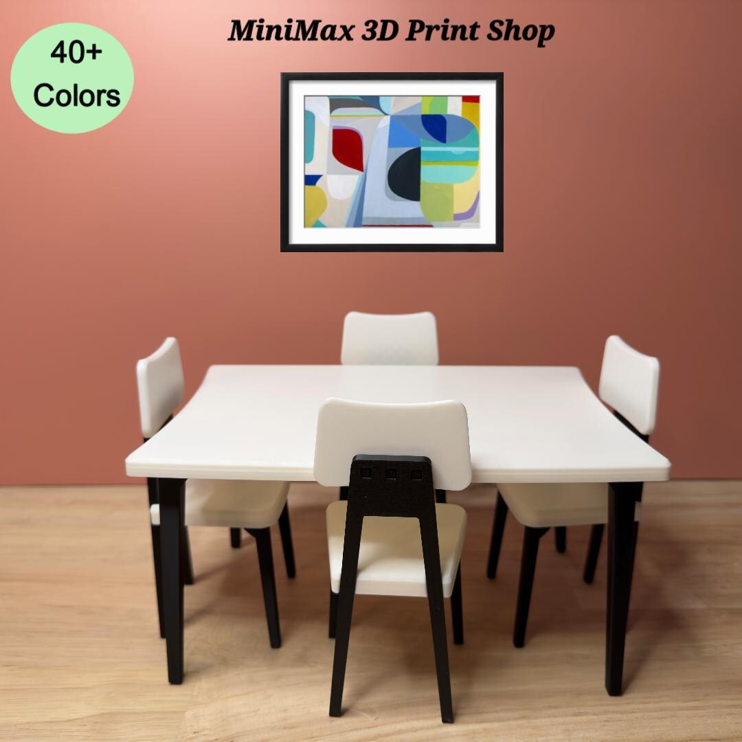 Dinette Set With Table & 4 Chairs– 1/6 Scale, 3D Printed, Personalized ...