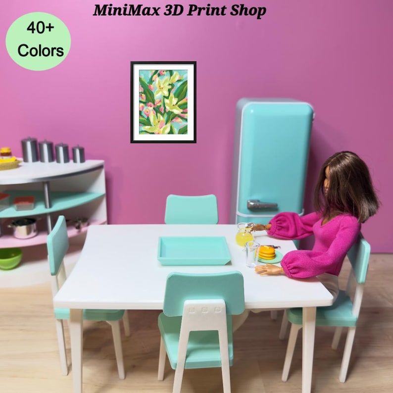 Dinette Set With Table & 4 Chairs– 1/6 Scale, 3D Printed, Personalized ...