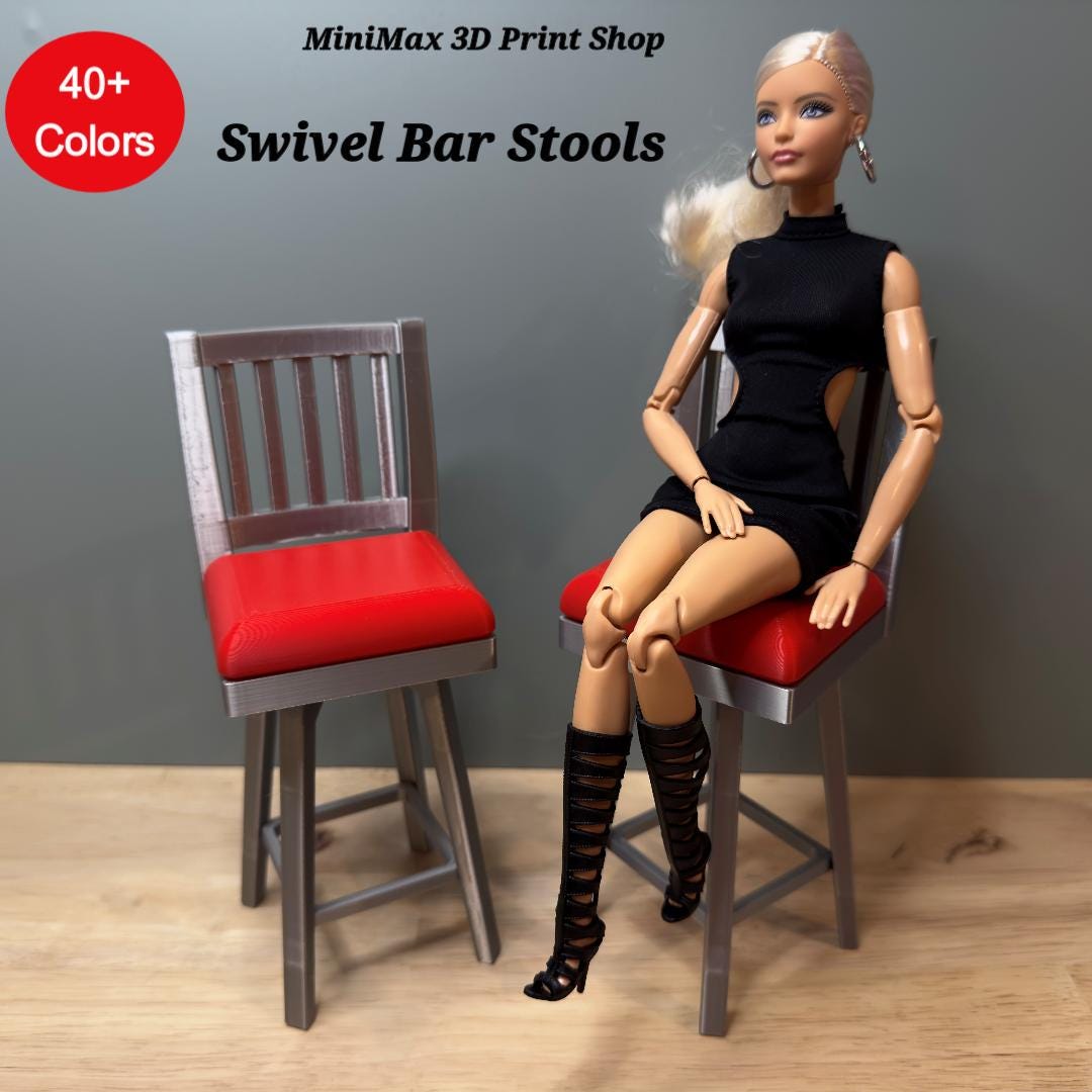 Swivel Bar Stools (set of 2), 1/6 Scale, 3D Printed, Personalized ...