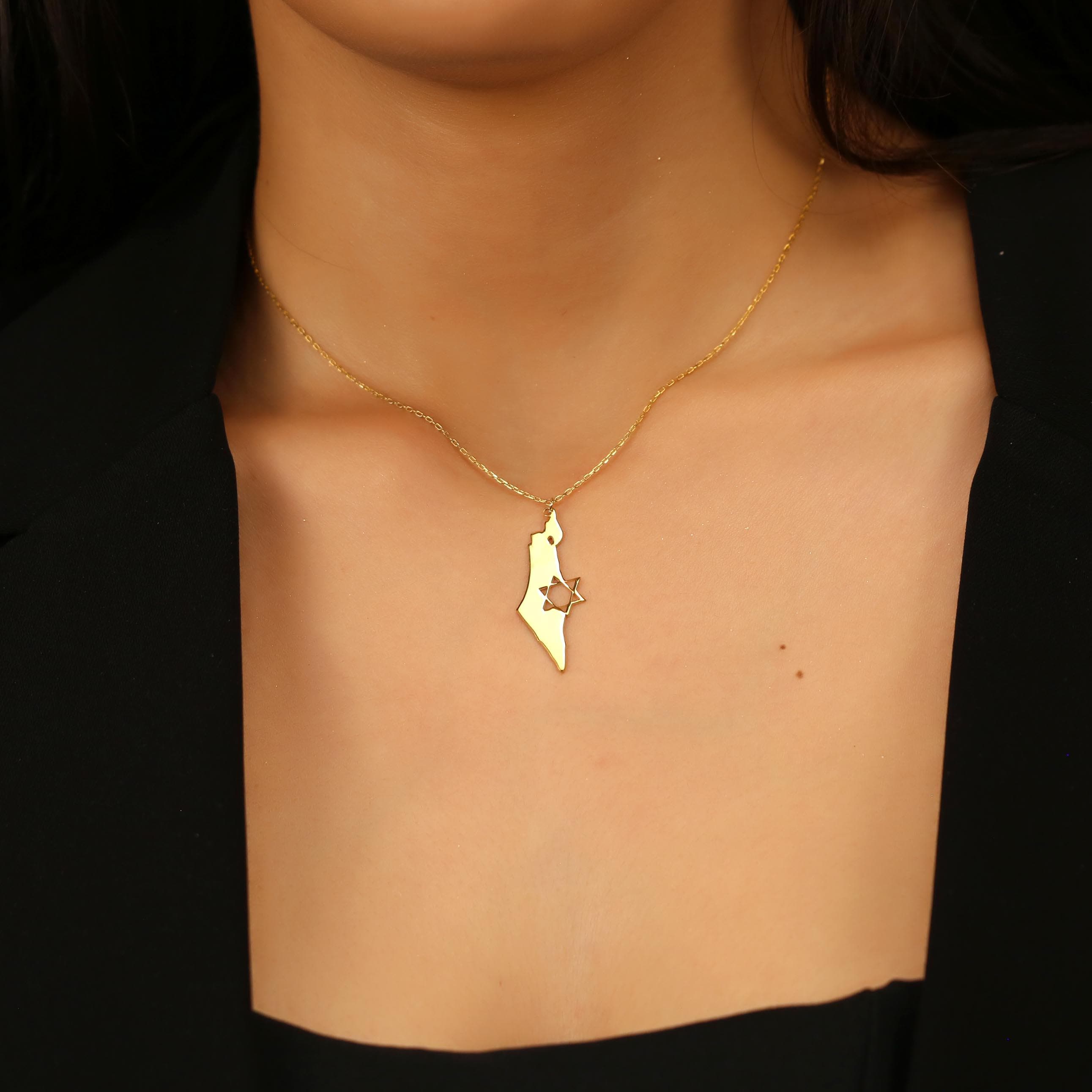 Israel Map Outline Necklace, Israel Map Silhouette Necklace, Stand With ...