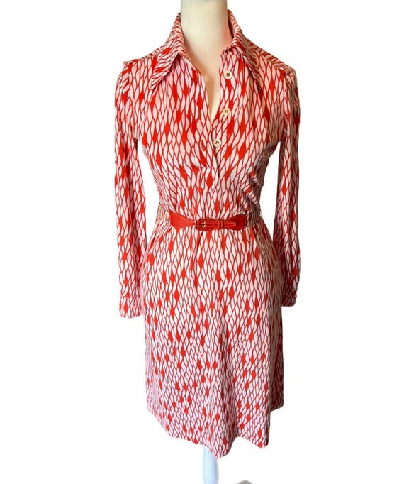 TANNER Geometric Vintage Retro 1970's Long Sleeve Cas… - Gem