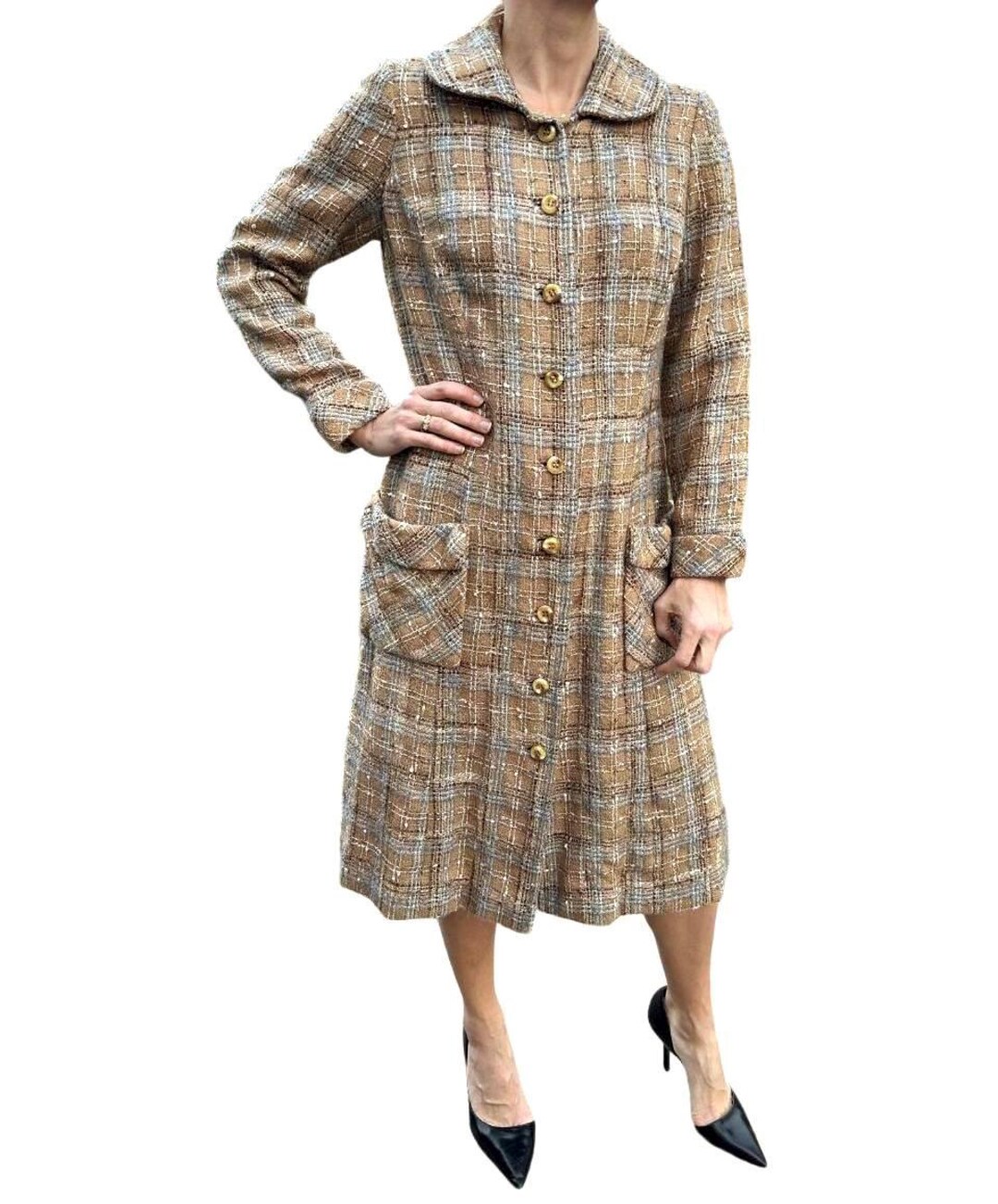 Adele Simpson 1960s Plaid Tweed Knee Length Coat | Vintage Designer ...
