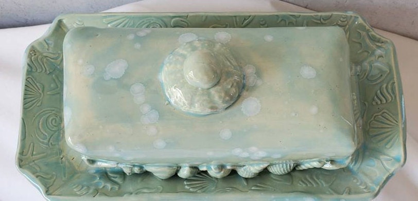 Ceramic Sea Life Covered Butter Dish