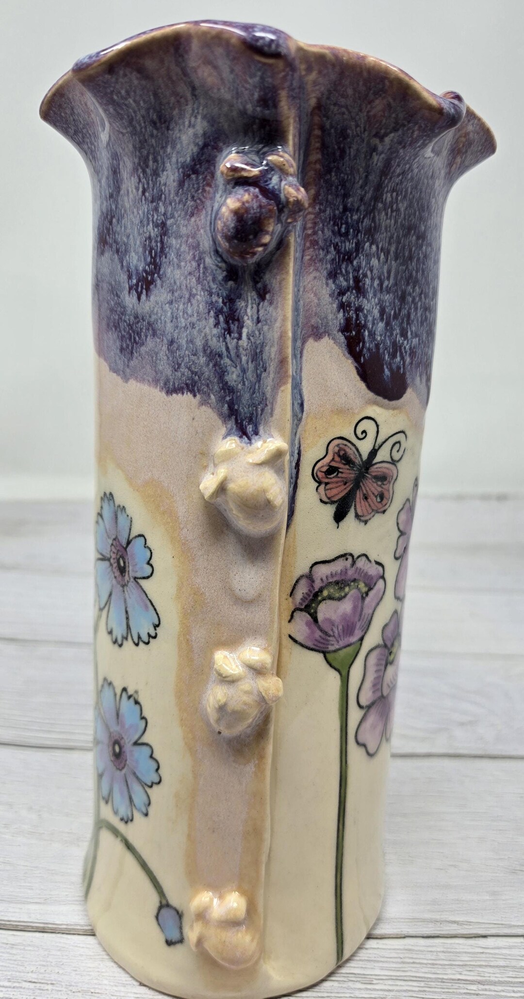 Purple Floral Ceramic Vase - Etsy