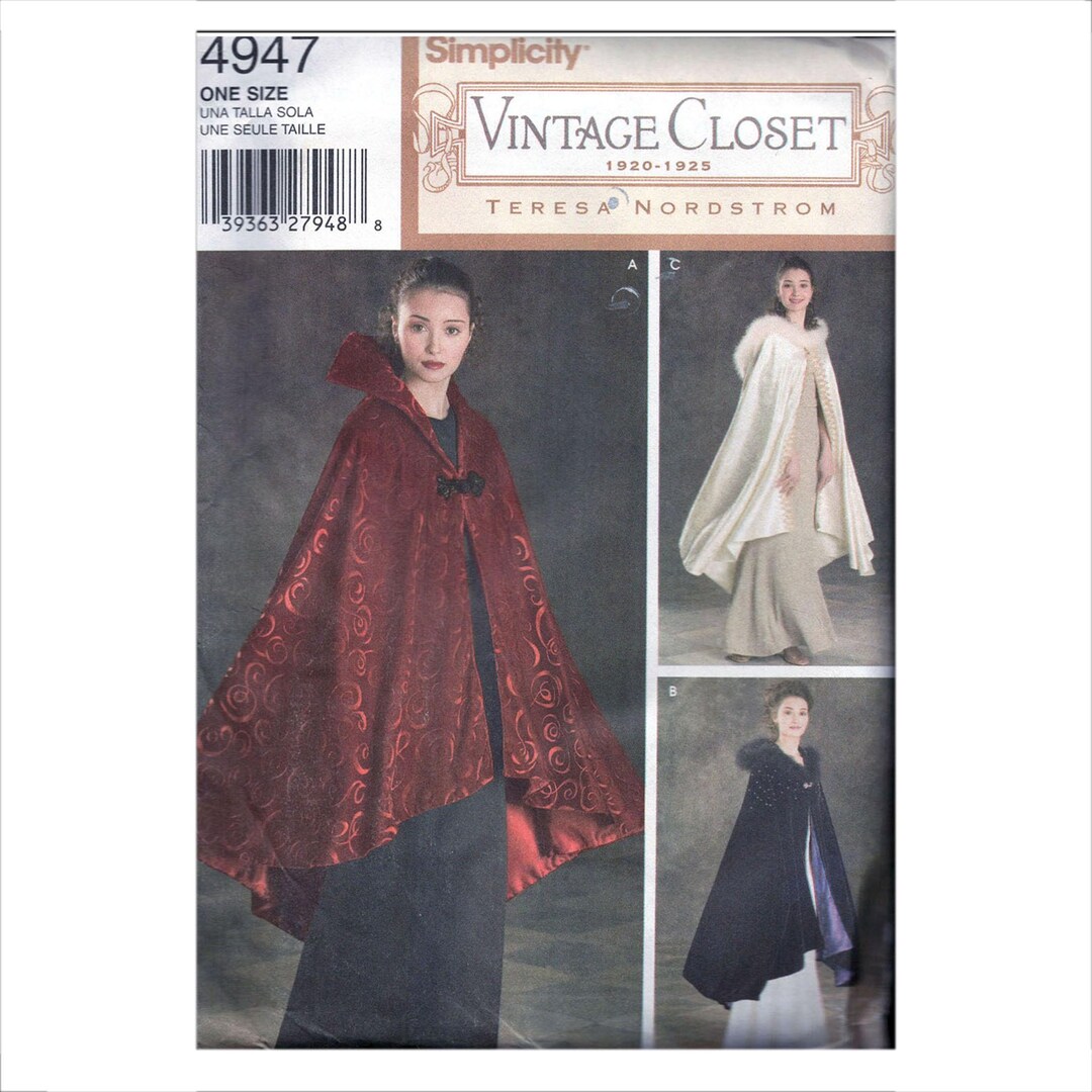 Vintage Closet Circa 1920 • Sewing Pattern for Victorian Cape • One ...