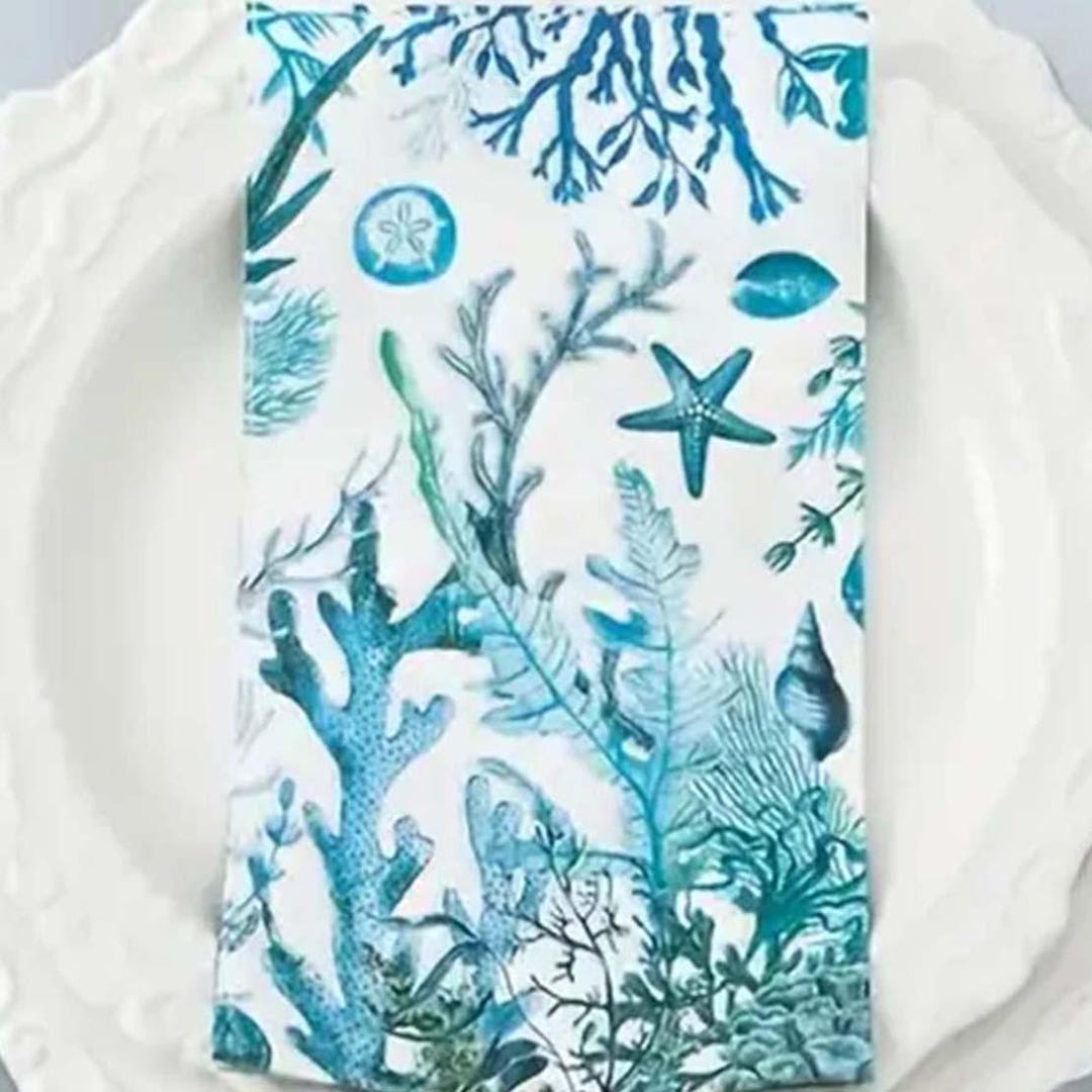K-9 Coral Blue Printed Paper Napkins, for Decoupage & DIY Crafts, 2-ply ...