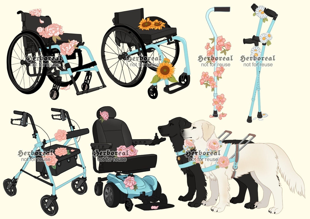 Floral Mobility Aid Clear Stickers Blue - Etsy