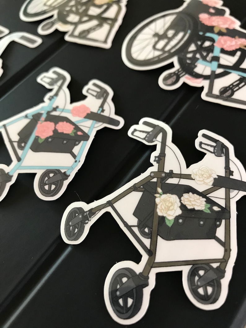 Floral Mobility Aid Clear Stickers Olive - Etsy