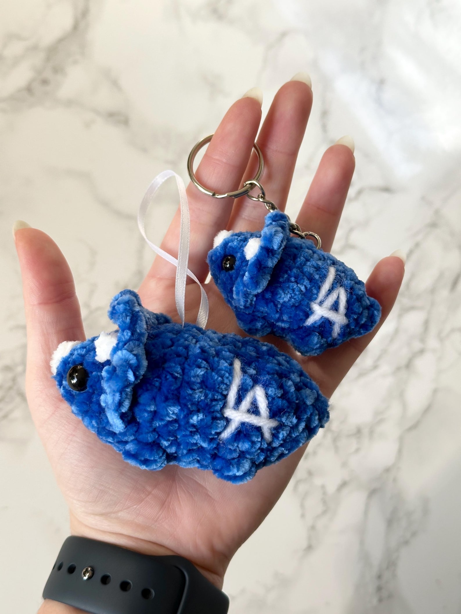 Mini LA Dodgers Dinos! | Handmade Crochet Triceratops Plushie, Keychain ...