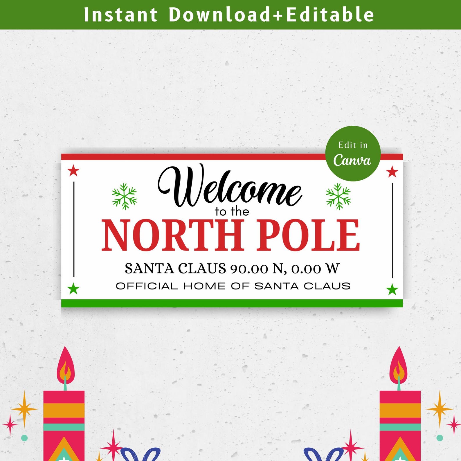 Editable WELCOME to the NORTH POLE Sign, Festive Christmas Door Sign ...