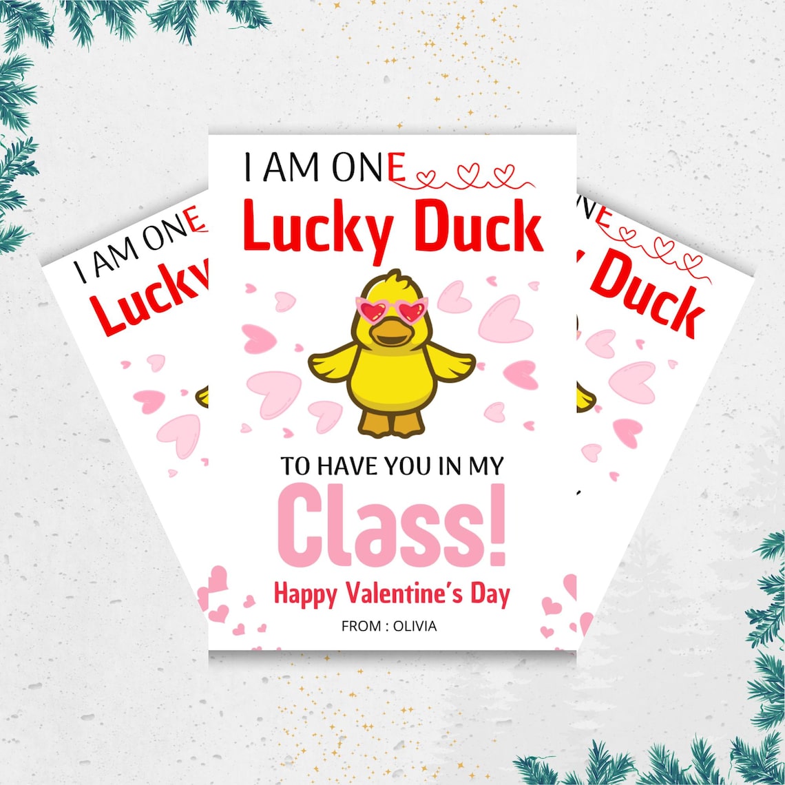 Editable ONE LUCKY DUCK Printable,lucky Duck Valentine,duck Valentine ...