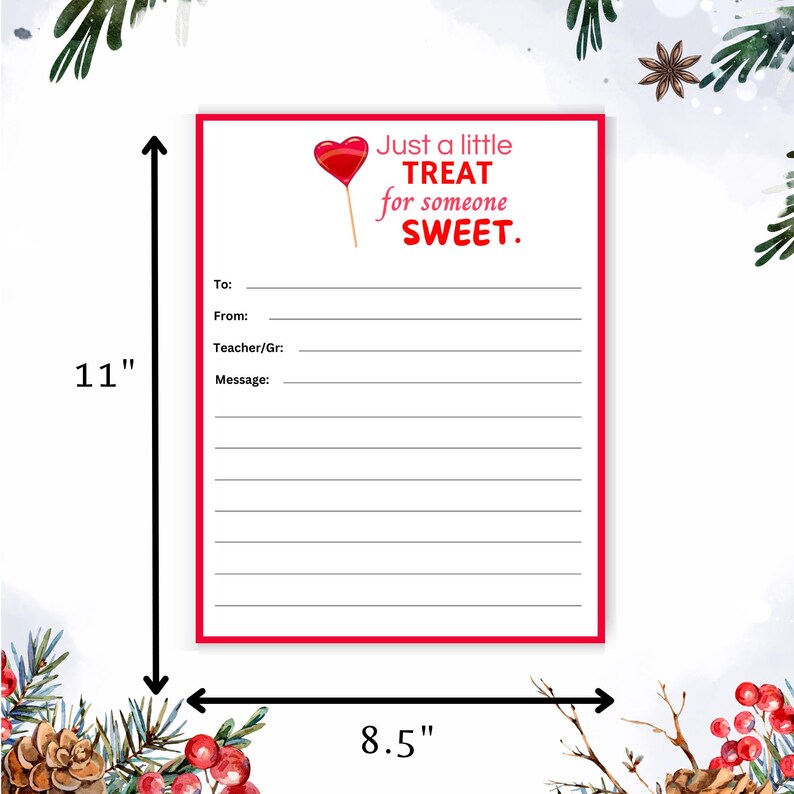 EDITABLE VALENTINES DAY Lollipop Gram, Valentine's Grams, Candy Grams ...