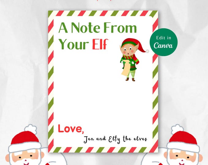 Editable Elf Notes, Printable Christmas Activities, Note From Your Elf ...
