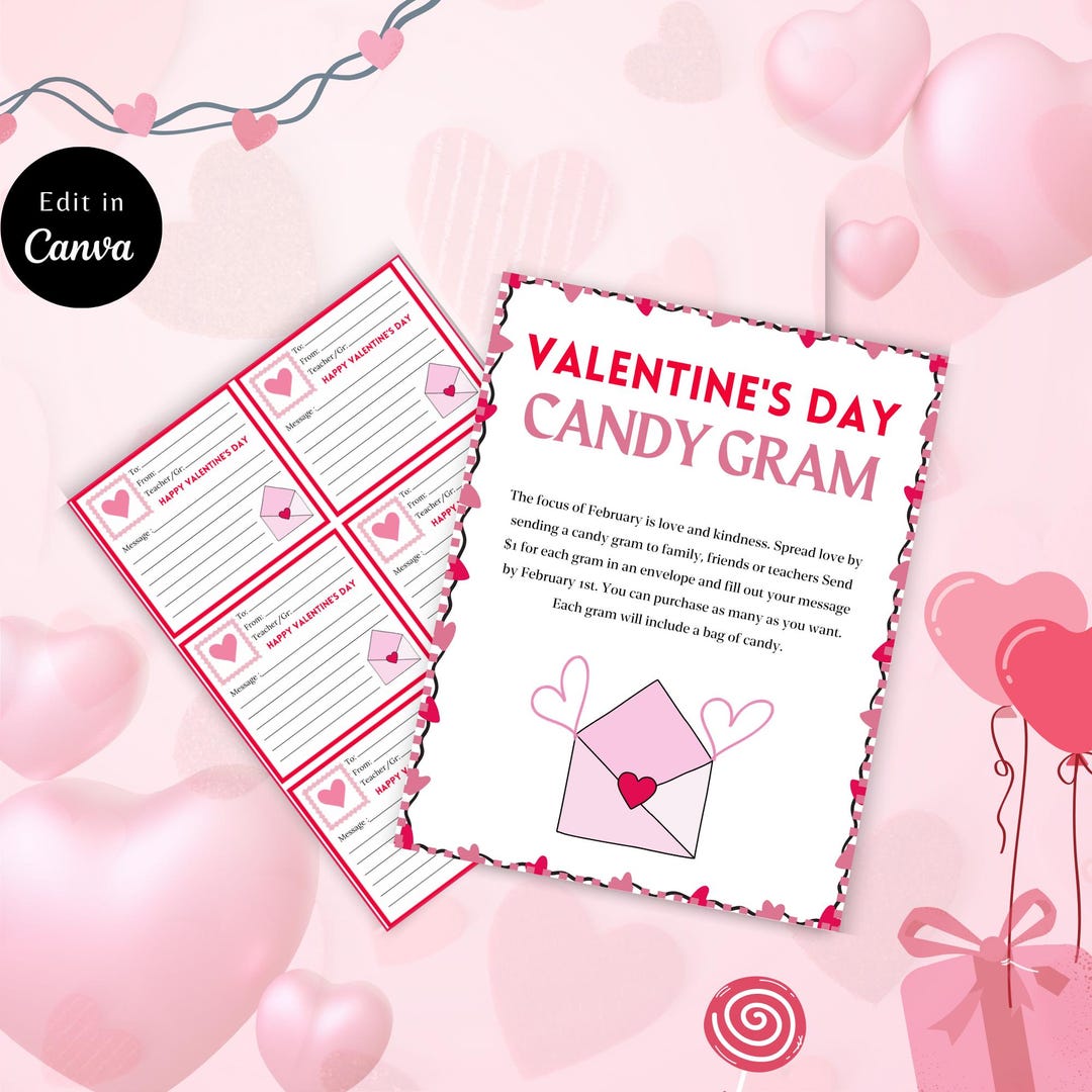 Editable Valentines DAY CANDY GRAM Flyer, Candy Gram, Candy Gram Flyer ...