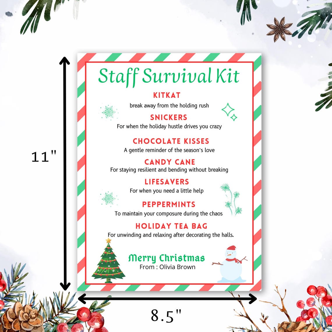 Editable Survival KIT TAGS, STAFF Appreciation Gifts, Employee Candy ...