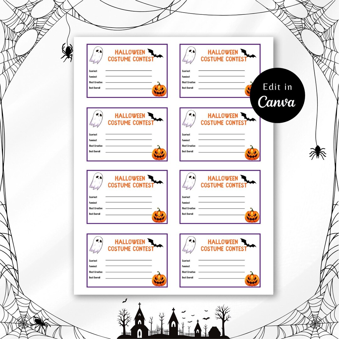 Editable HALLOWEEN COSTUME CONTEST Ballot, Halloween Party Game ...