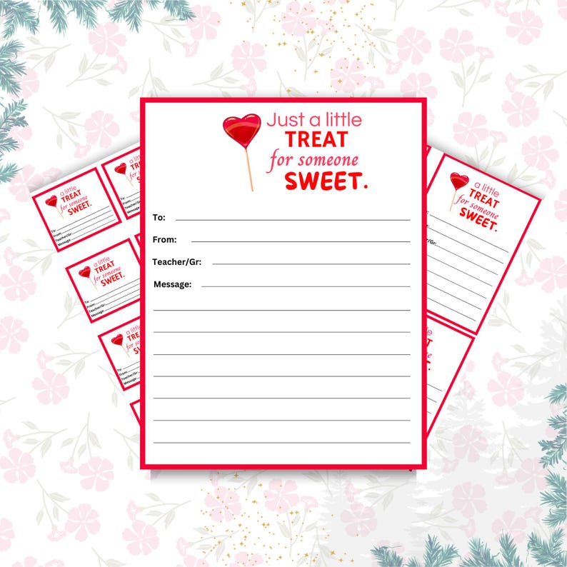 EDITABLE VALENTINES DAY Lollipop Gram, Valentine's Grams, Candy Grams ...