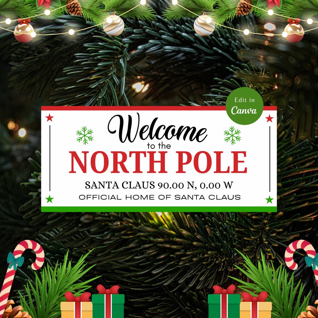 Editable WELCOME to the NORTH POLE Sign, Festive Christmas Door Sign ...