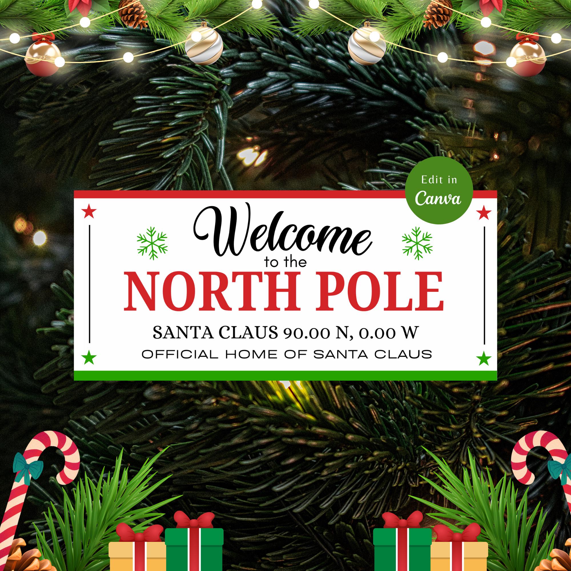 Editable WELCOME to the NORTH POLE Sign, Festive Christmas Door Sign ...