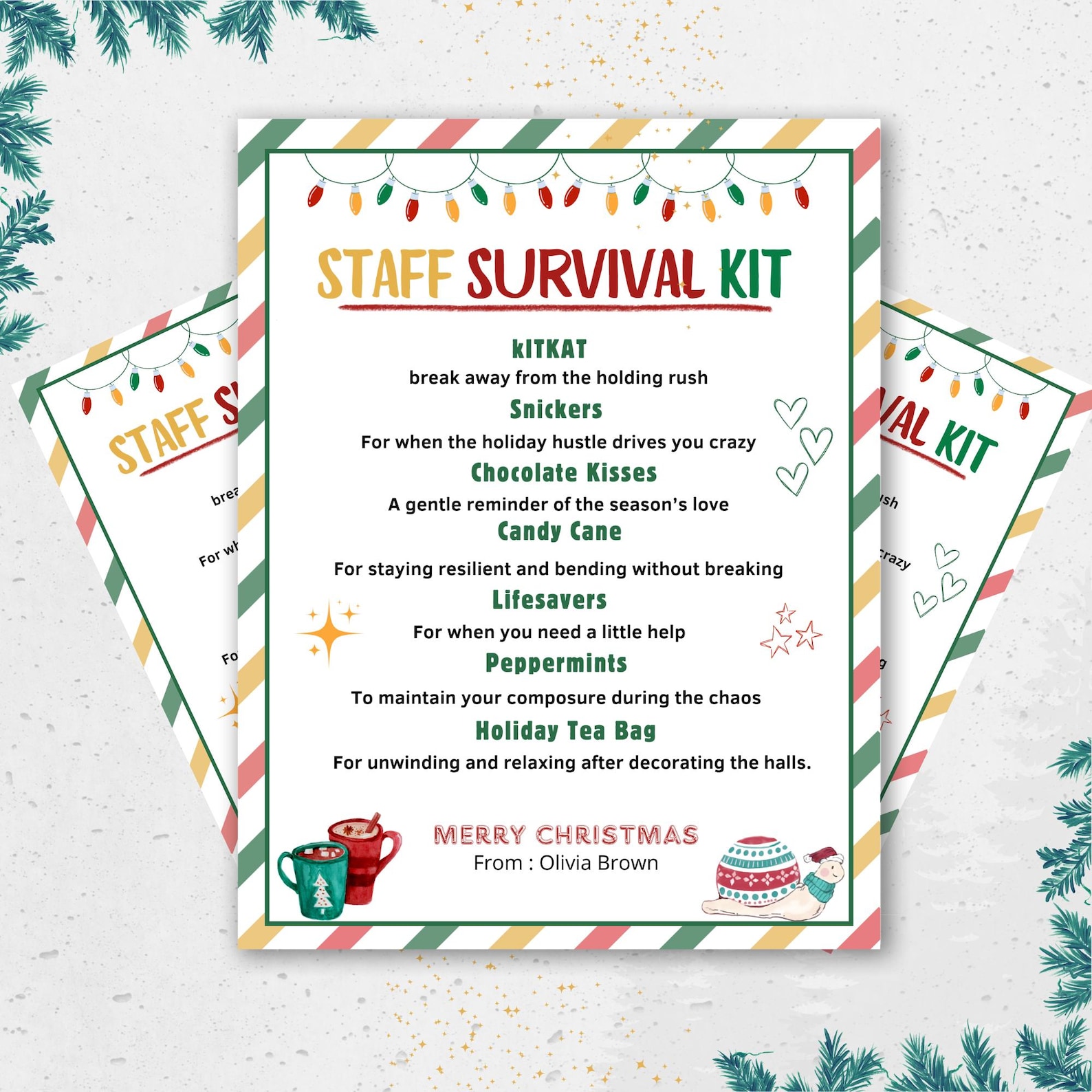 Editable Survival KIT TAGS, STAFF Appreciation Gifts, Employee Candy ...