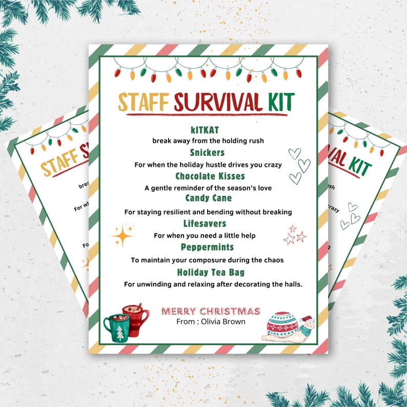 Editable Survival KIT TAGS, STAFF Appreciation Gifts, Employee Candy ...