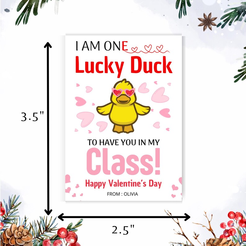 Editable ONE LUCKY DUCK Printable,lucky Duck Valentine,duck Valentine ...